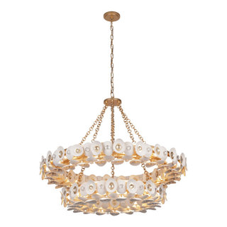 Niu 22 Light Chandelier, Coconut Shell Gold / Coconut Shell White ...
