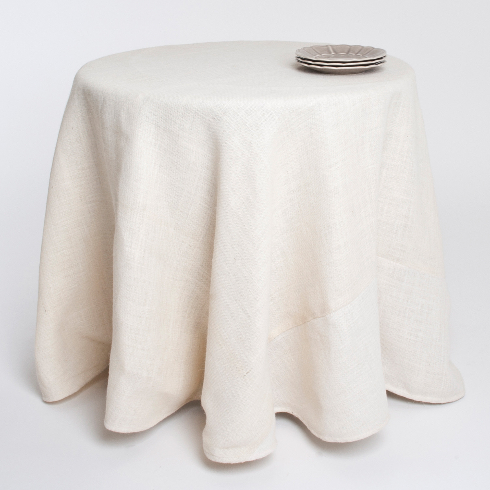 Round Burlap Tablecloth, 90" - Farmhouse - Tablecloths - by Saro ...