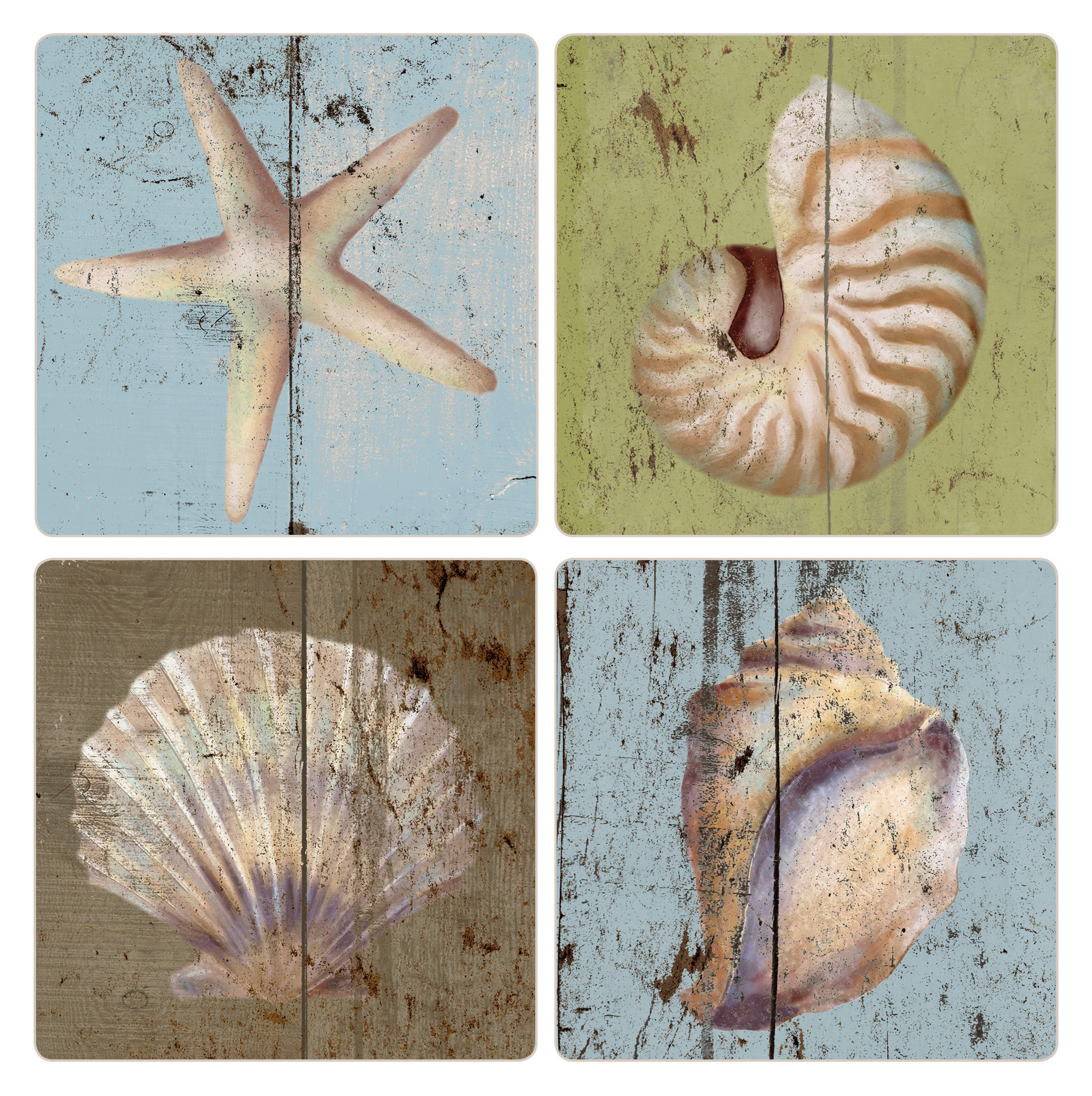Beach Pack Stone Coasters, Set of 8, 4.5x1.38x1.38 - Beach Style ...