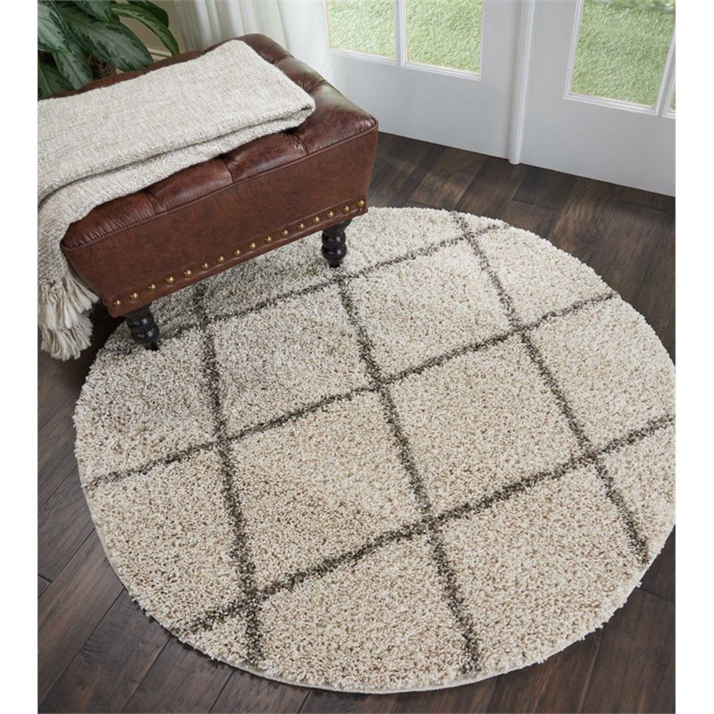 Nourison Brisbane 60x60" Round Polypropylene Area Rug in Cream Finish ...