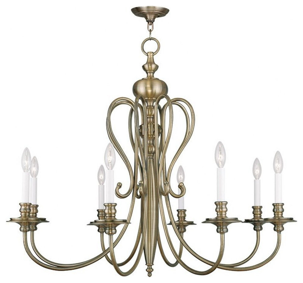 Traditional 8-Light Chandelier, Antique Brass Finish - Traditional ...