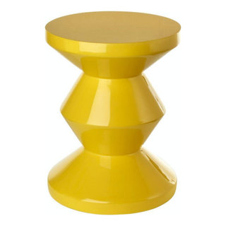 Yellow Lacquered Accent Stool | Pols Potten Zig Zag - Contemporary ...