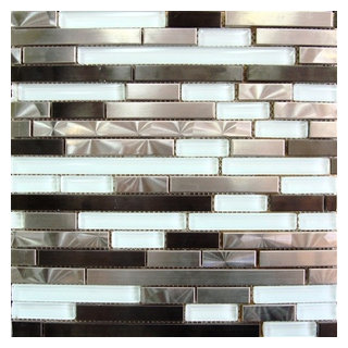 12"x12" Stainless Steel LDW Glass Mix Interlock Mosaic - Traditional ...
