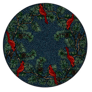 Cardinals, Blue, 8' Round, 8' Round - Tropical - Area Rugs - by ...