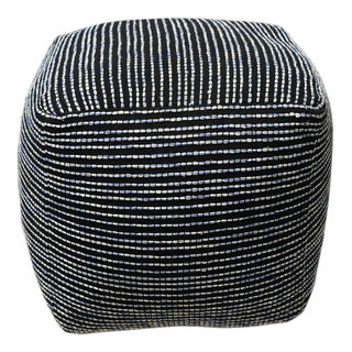 Denim Hand-woven Edwina Pouf, 18" Cube, 18" Cube - Contemporary - Floor ...