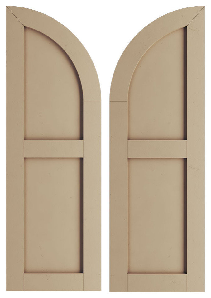 11"Wx24"H Hand Hewn Joined BnB Elliptical Top Faux Wood Shutters, 18"W ...