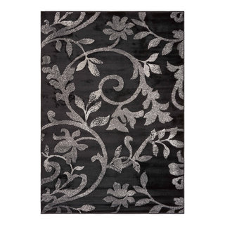 9" x 12" Black Filigree Vines Area Rug - Contemporary - Area Rugs - by ...