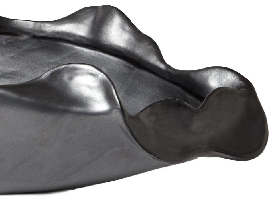 Modern Graphite Bronze Oval Centerpiece Bowl 29" Free Form Ceramic ...