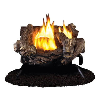18" Ventless Liquid Propane Gas Log Set, 32,000 BTU - Rustic - Fire Pit ...