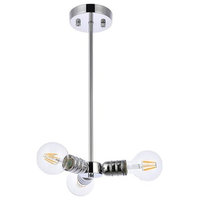 Living District Reyes 3-Light Mid-Century Metal Pendant in Chrome ...