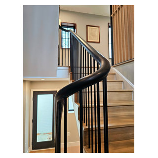 115_Stunning Continuous Rail System on 3 Story Floating Stairs ...