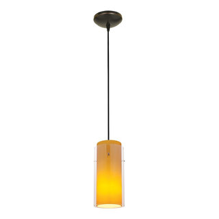 Access Glass'n Glass Cylinder Pendant, Cord, Bronze/Amber 28033-1C-ORB-CLAM - Contemporary ...