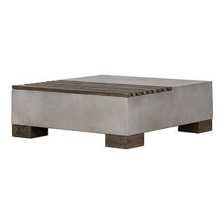 Modrest Delaware Square Modern Concrete Stone Coffee Table in Gray ...