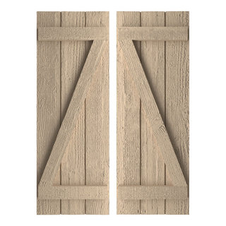 Rustic 3 Board Joined B-N-B Faux Wood Shutters, 16.5x42" - Rustic ...