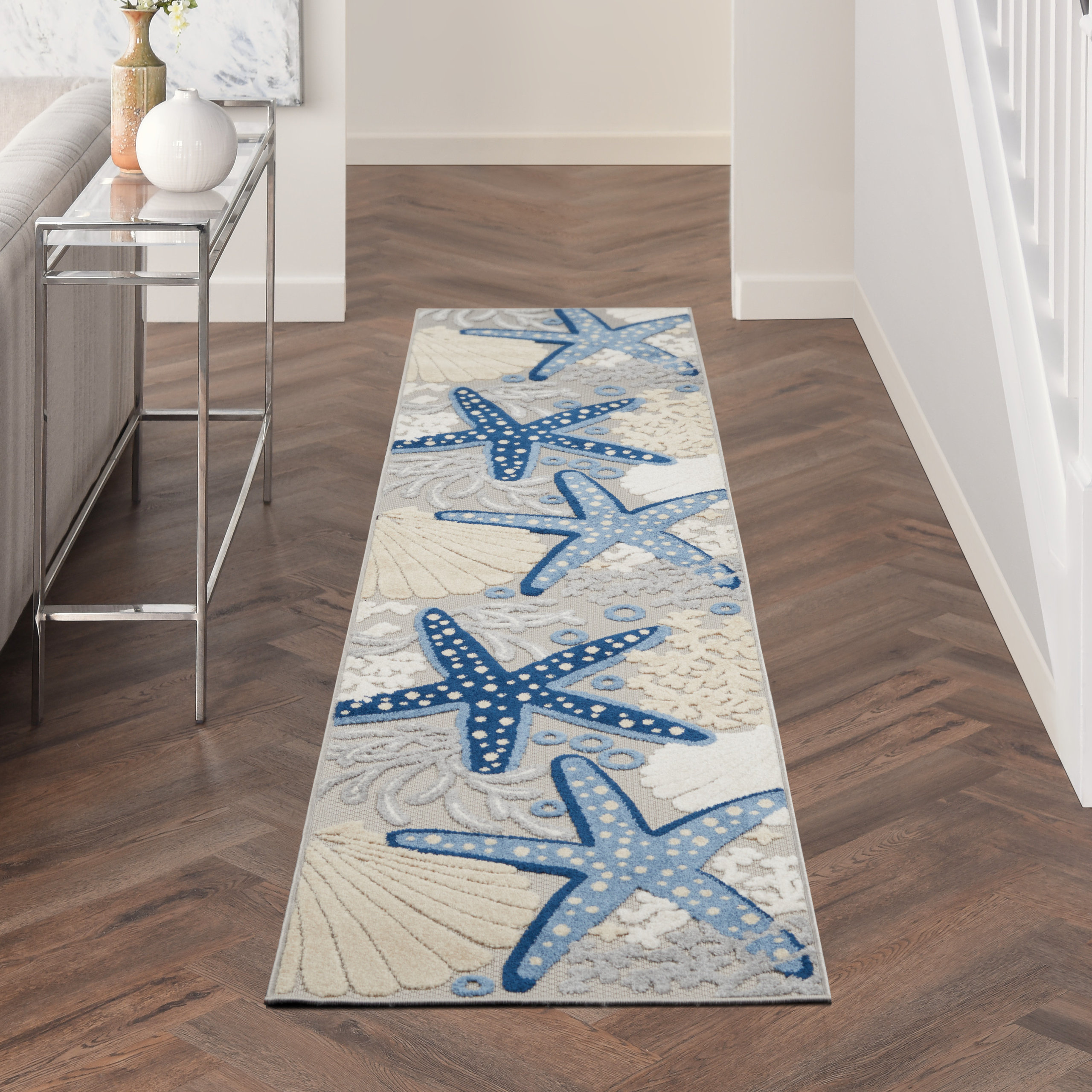 Nourison Aloha ALH24 Runner Rug, Blue/Grey, 2'3" x 12' - Beach Style ...