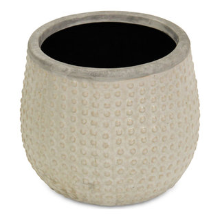 Beige Ceramic Pot - Large & Curved - Farmhouse - Outdoor Pots And ...