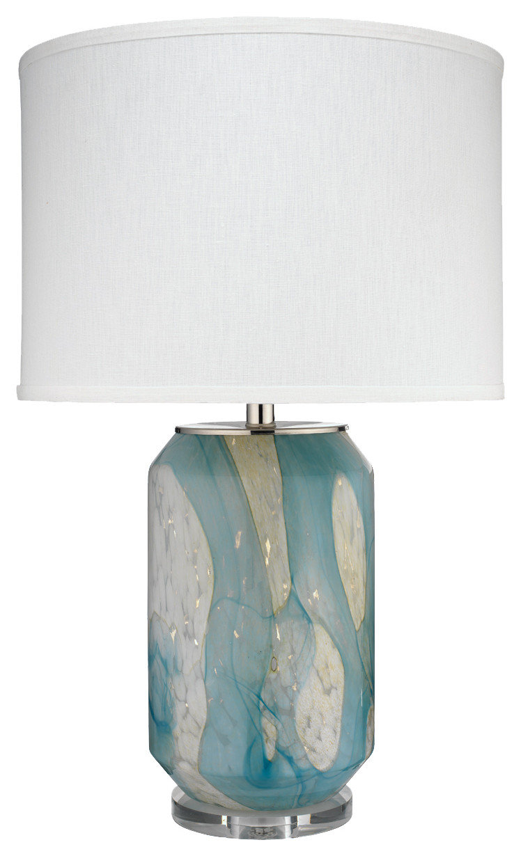Helen Blown Glass Table Lamp with Linen Shade - Contemporary - Table ...