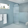 30"x86.75" Frameless Shower Door, Arched Fluted Single Fixed Panel ...