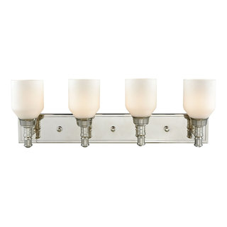 Baxter 4 Light Vanity, Polished Nickel With Opal White Glass ...