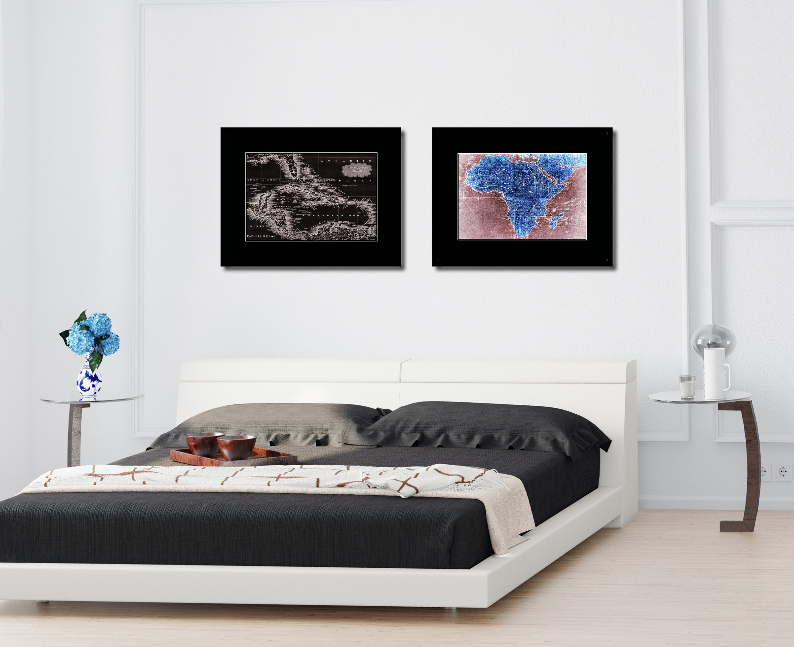 West Indies Caribbean Sea Old Vivid Sepia Map On Canvas With Frame, 16 ...