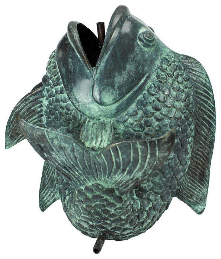 Dancing Asian Fish Statue, Medium - Asian - Outdoor Fountains And Ponds ...