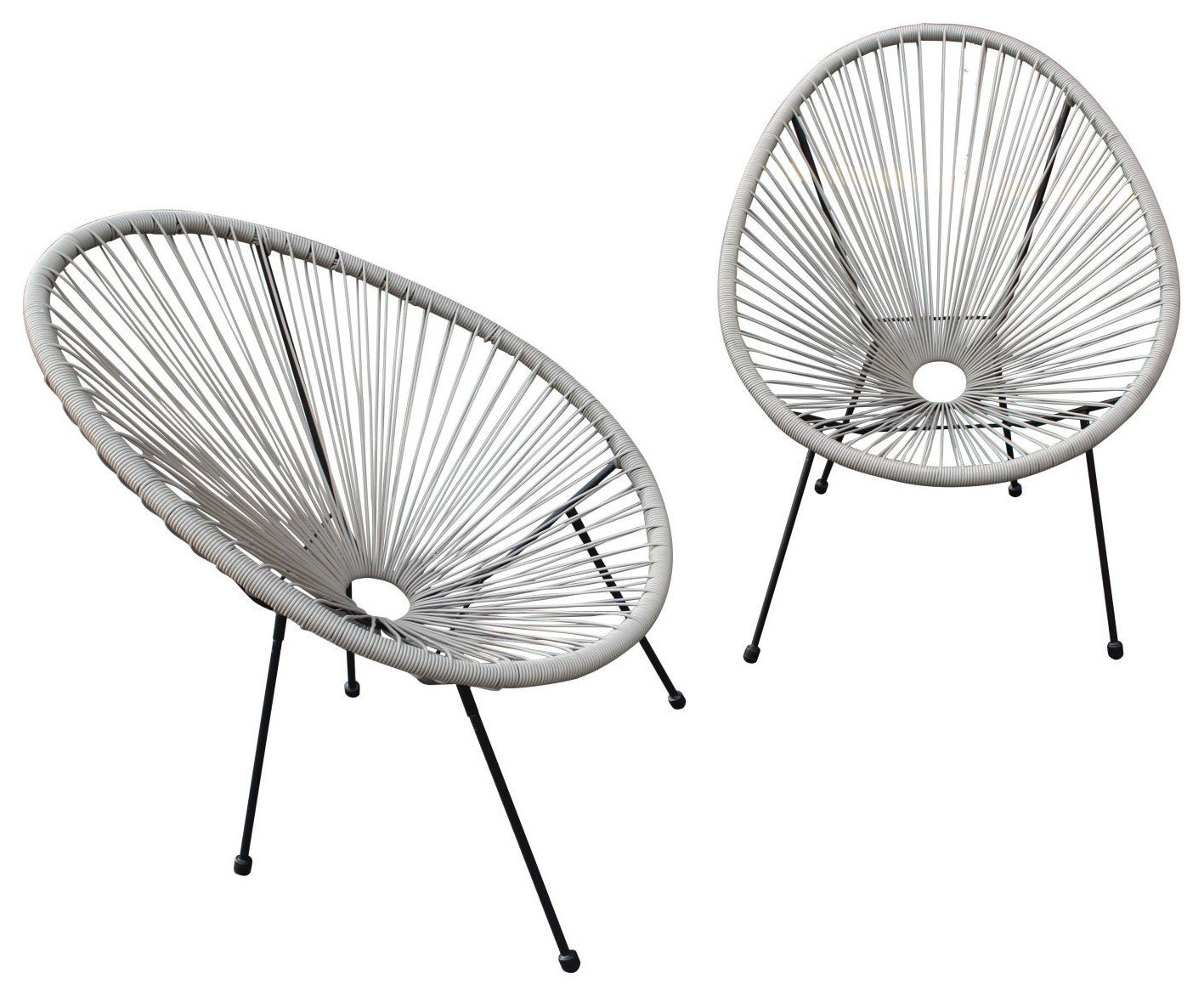Set of Two Gray Mod Indoor Outdoor String Chairs - Beach Style ...