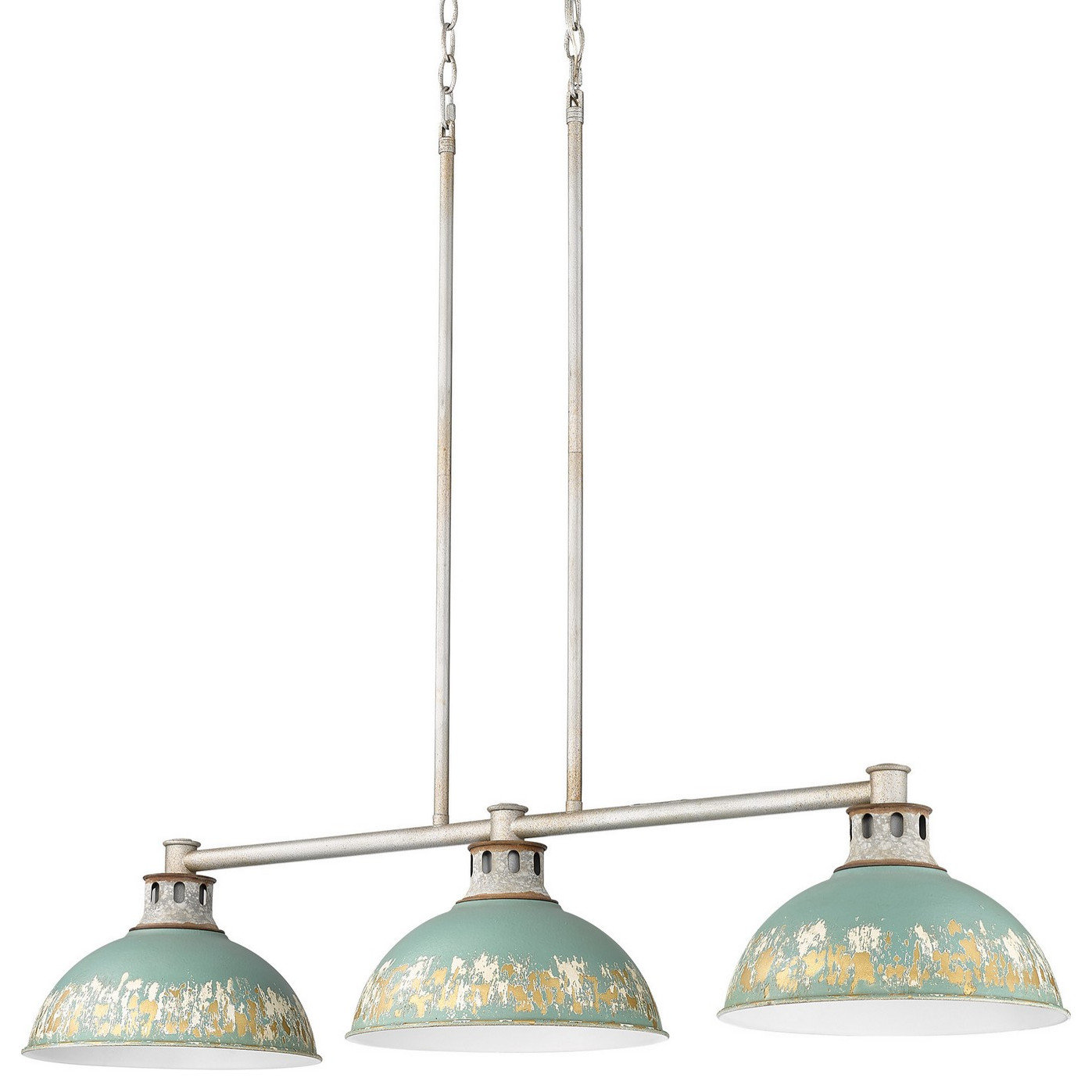 Kinsley Linear Pendant in Aged Galvanized Steel with Antique Teal ...