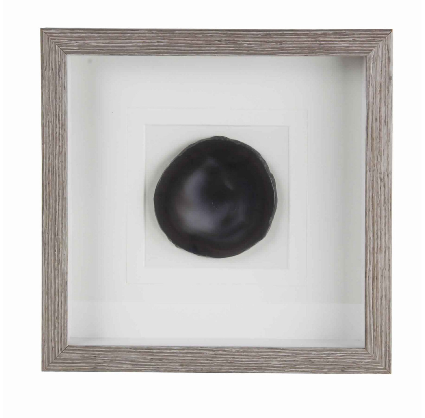 Square Wooden Shadow Box with Faux Stone Inlay, Brown and Black ...