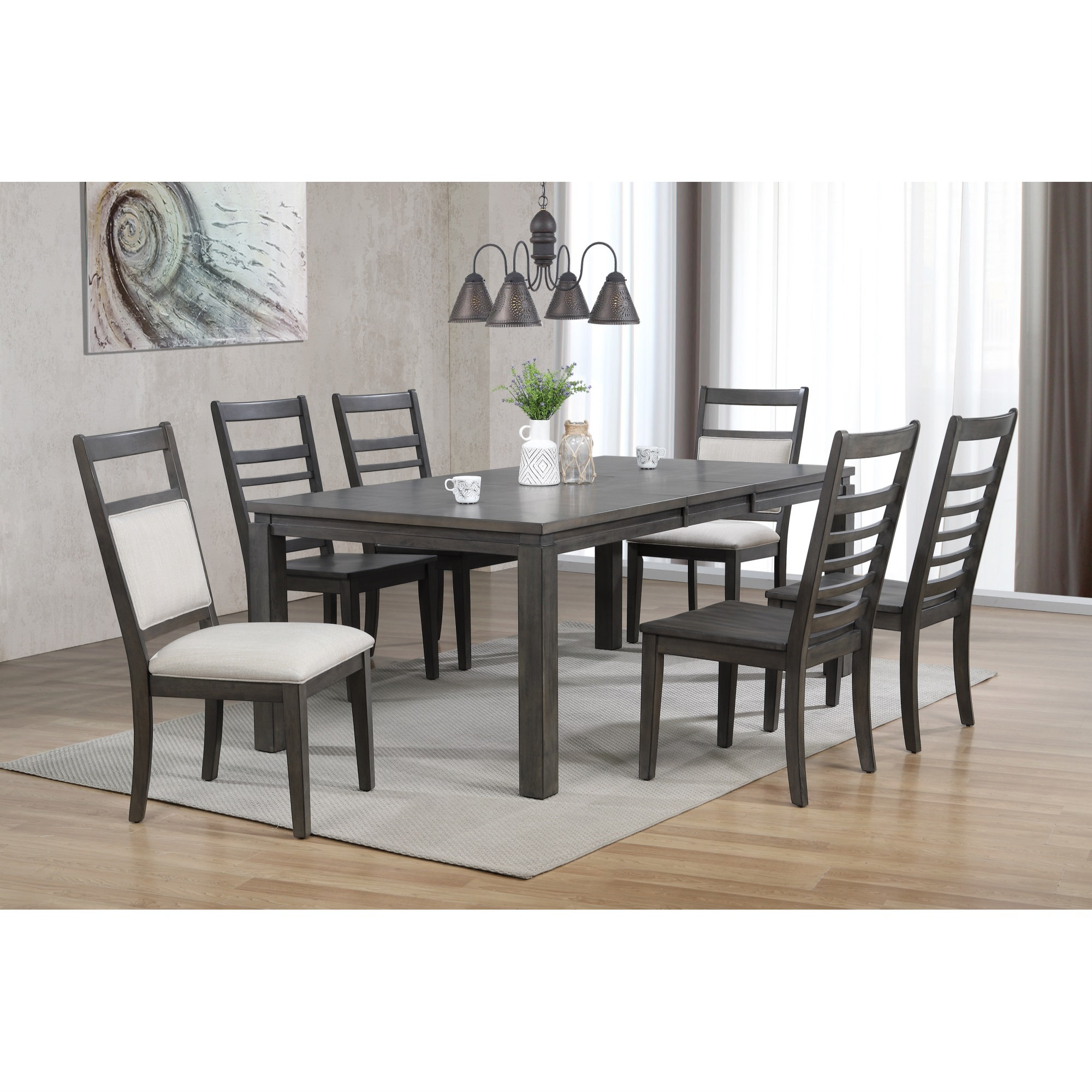 Sunset Trading Shades of Gray 7 Piece Dining Set With Upholstered End ...