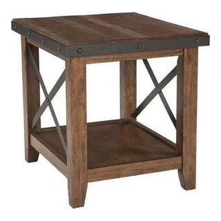 Taos 26" Wide End Table, Canyon Brown - Industrial - Side Tables And ...