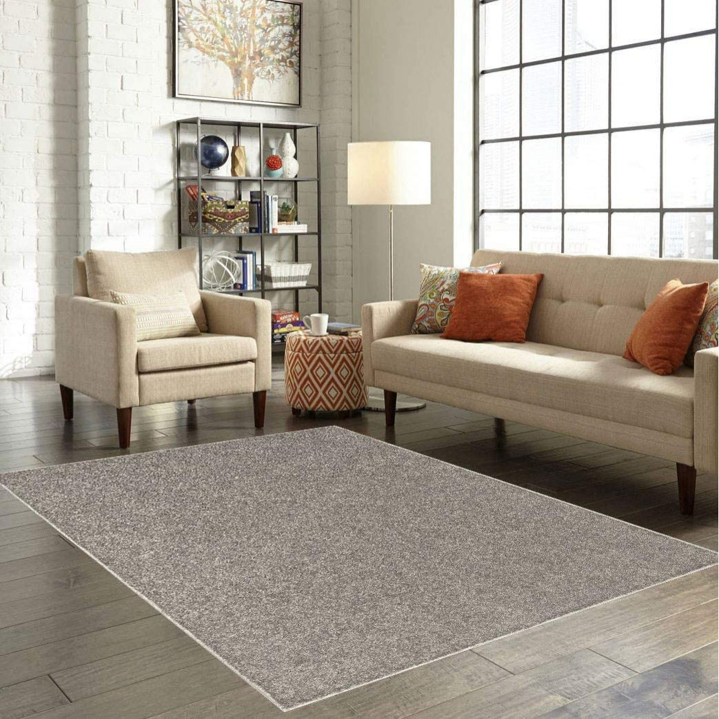 Color World Collection Way Solid Color Area Rugs, Grey, 4' x 6 ...