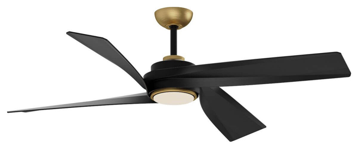 Kuzco Lighting Horizon 56" 4 Blade LED Ceiling Fan, Brushed Gold, 56.00 ...