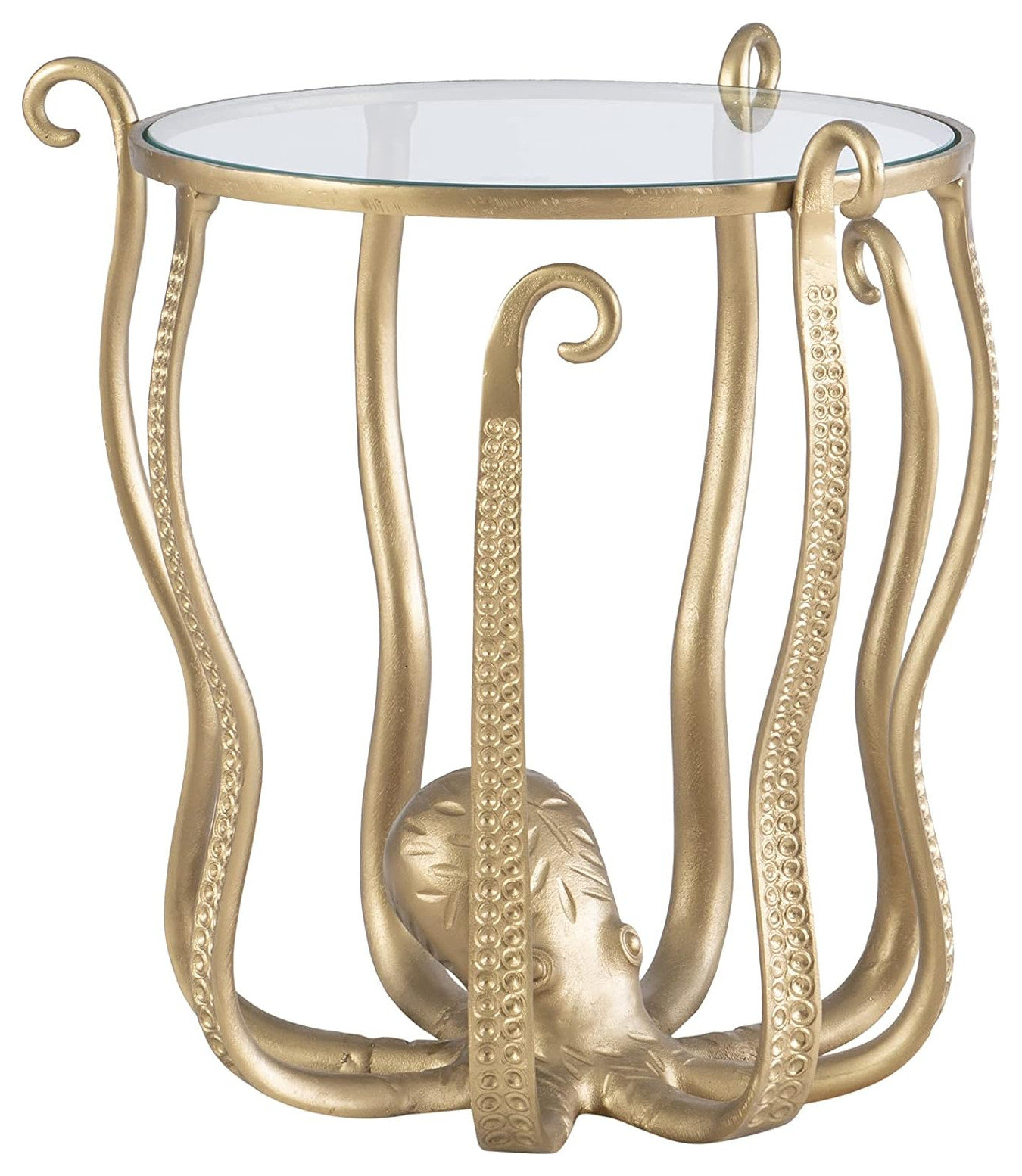 Contemporary Indoor/Outdoor End Table, Octopus Aluminum Body & Glass ...