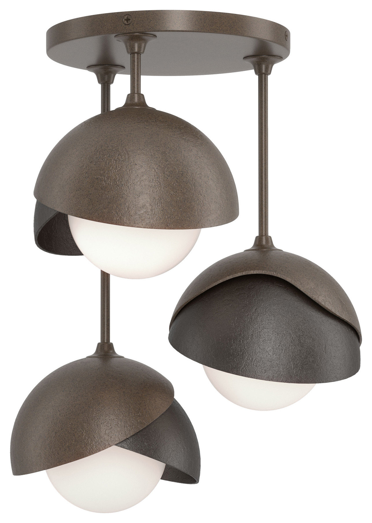 Brooklyn 3-Light Double Shade Semi-Flush, Bronze, Oil Rubbed Bronze ...