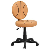 Pemberly Row Basketball Office Swivel Chair in Black and Orange ...