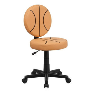 Pemberly Row Basketball Office Swivel Chair in Black and Orange ...