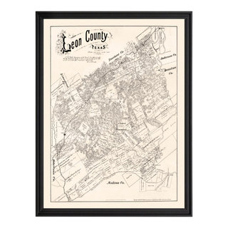 Leon County Map Framed Art 1879, Vintage Texas Wall Decor, 18x24 ...