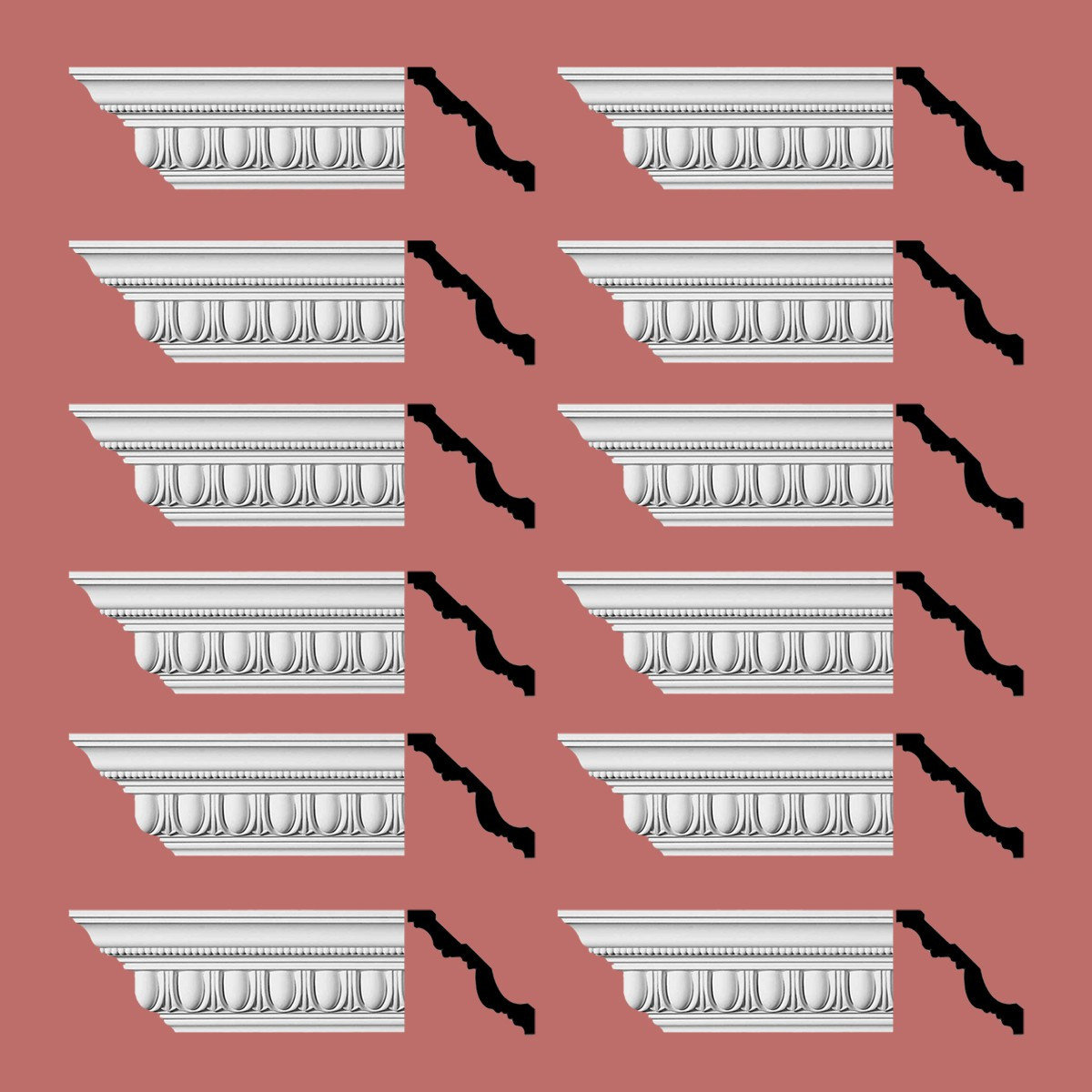 Ornate Cornice White Urethane Design 12 Pieces Totaling 1152" Length ...