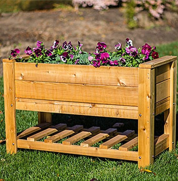 Elevated Planter Box with Shelf - Transitional - Outdoor Pots And ...