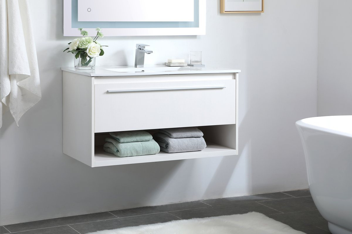 Single Bathroom Floating Vanity, 36 - Modern - Bathroom Vanities And ...