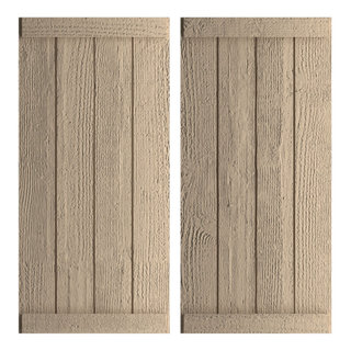 Rustic 4 Board Joined B-N-B Faux Wood Shutters, 22x84" - Rustic ...