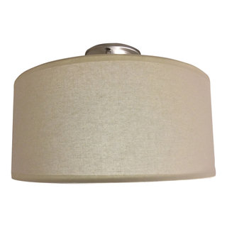 2 Light semiflushmount in Brushed nickel and White Linen Shade ...