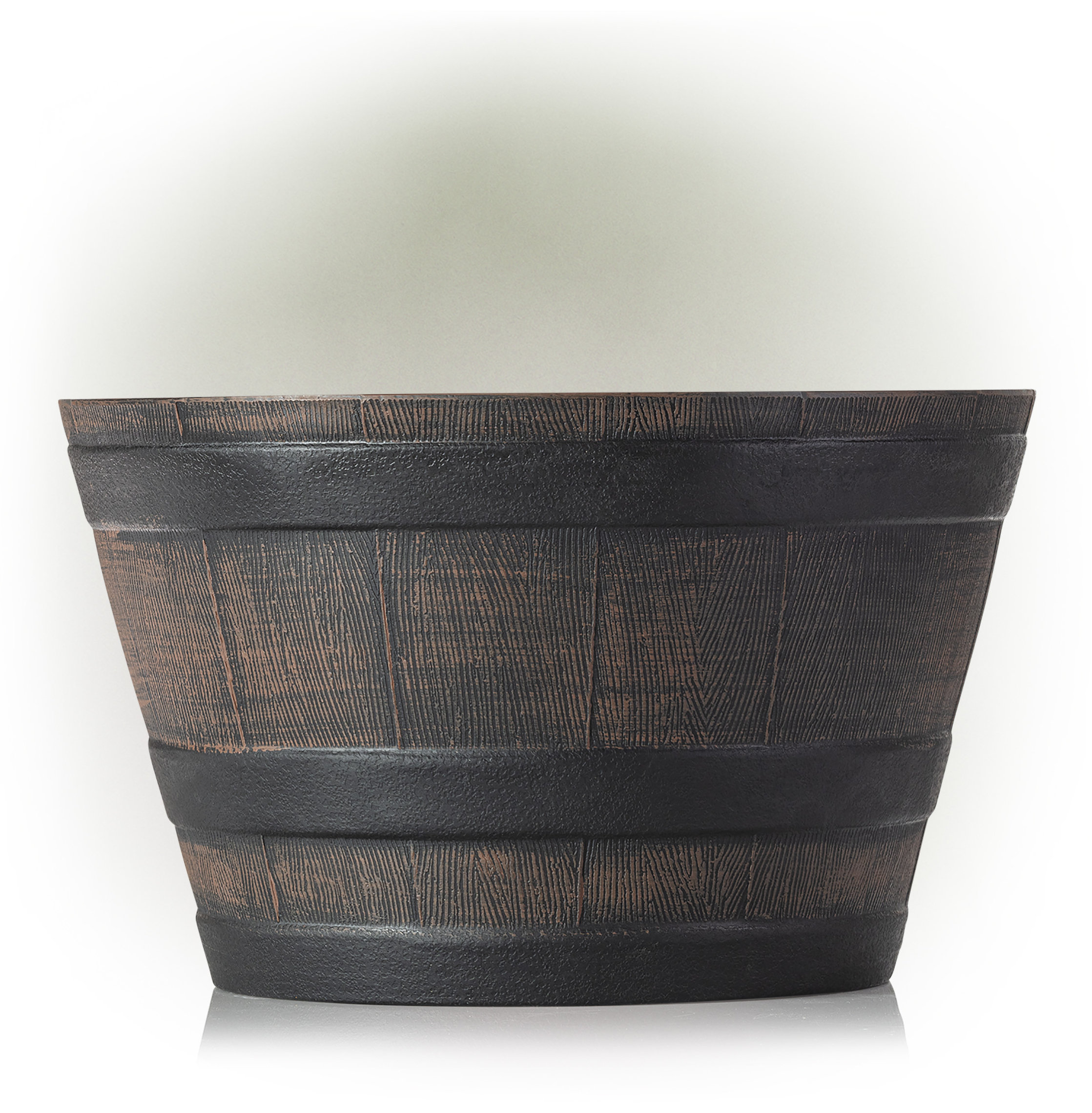 Barrel Planter, Bronze, Small, 18" - Traditional - Outdoor Pots And ...