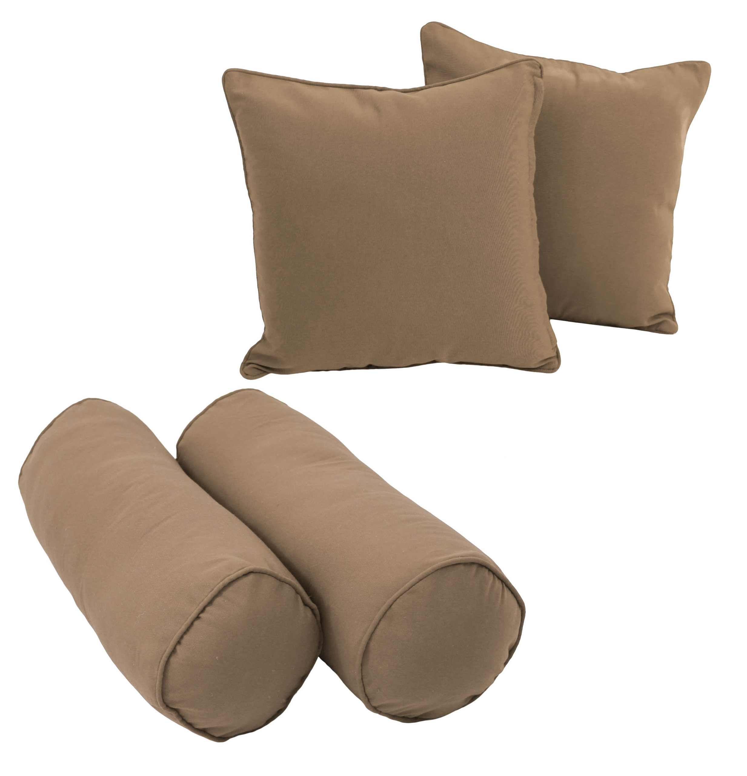 Double-Corded Solid Twill Throw Pillows With Inserts, Set of 4, Toffee ...