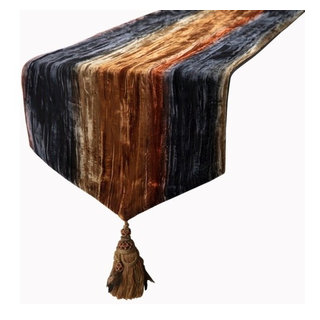 Designer Decorative Table Runners Gray, Gold, Velvet, Ombre, 14"x90 ...