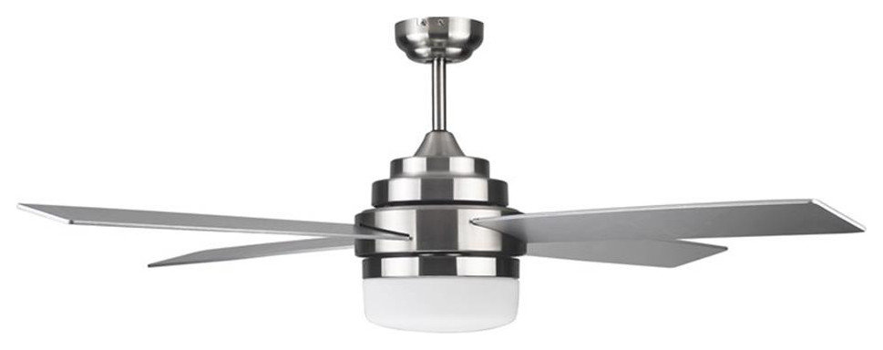 Cali 52-Inch LED Stainless Steel Ceiling Fan in Silver Nickel w/ Remote ...