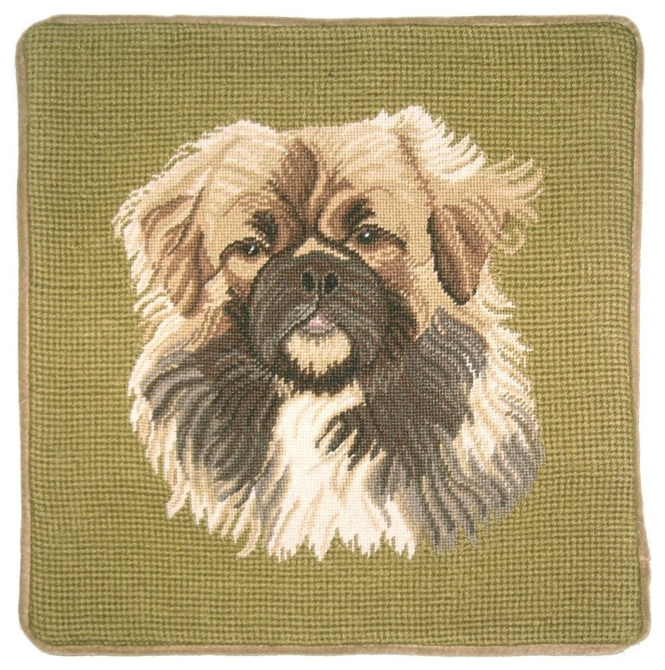 Pekinese Petit Point Pillow - Traditional - Decorative Pillows - by Hkh ...