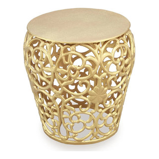 Leaf and Lattice Pattern Garden Stool - Traditional - Accent And Garden ...