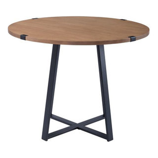 40" Urban Industrial Metal Wrap Round Dining Table, English Oak/Black ...