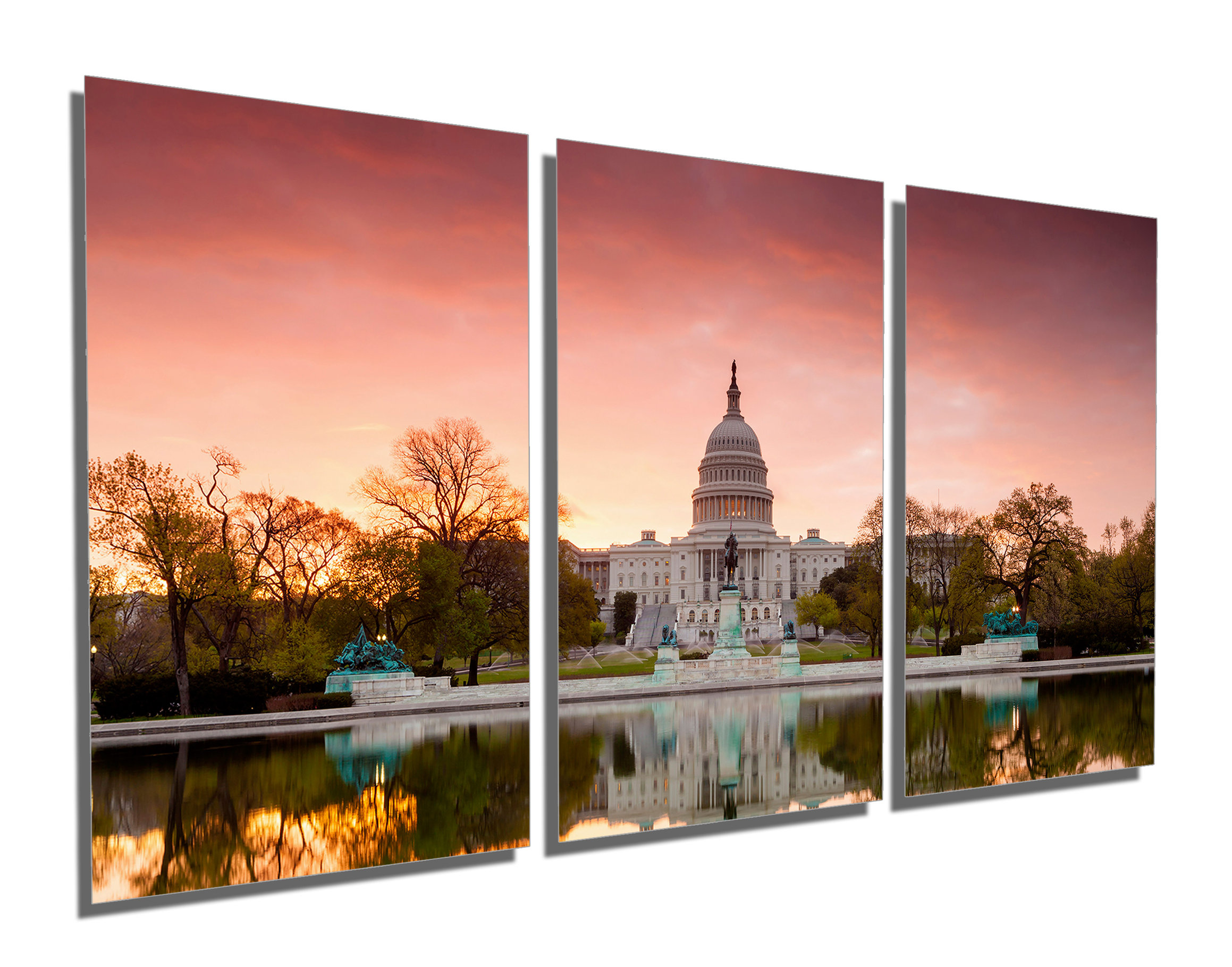 Capitol Building In Washington Dc Metal Print Wall Art, 3 Panel Split ...